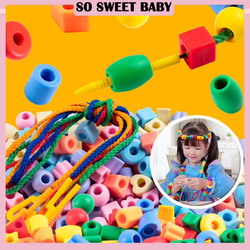 50PCS Lacing Beads for Kids Stringing Bead Toy Rope Threading Toy ...