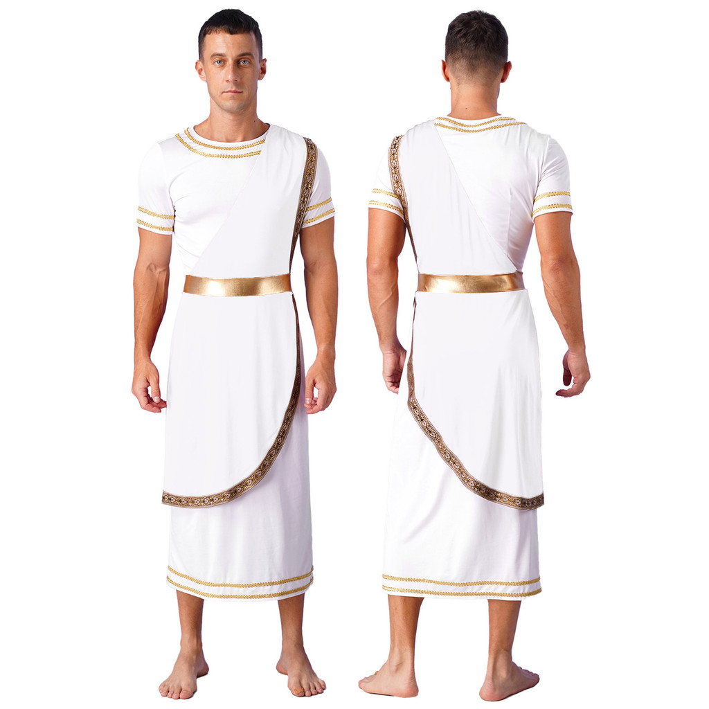YOOJIA Greek Toga God Costume Adult Roman Emperor Halloween Cosplay ...