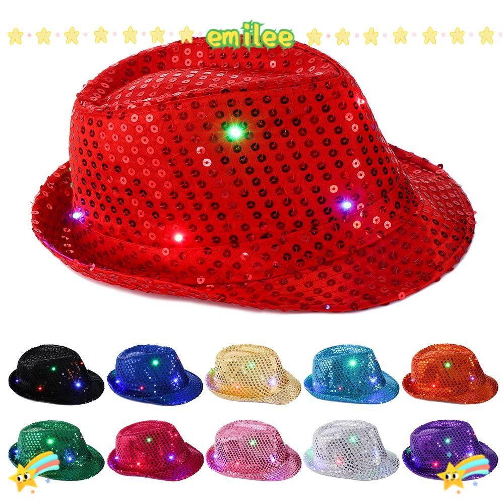 EMILEE Unisex Jazz Hat Stage Performance Sequin Panama Cap New Fashion ...