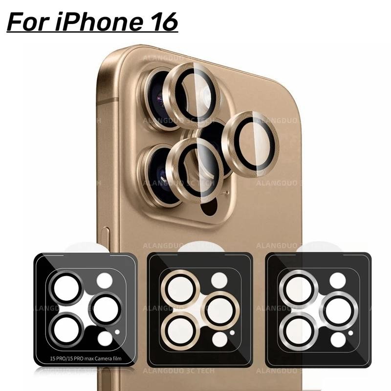 Easy Installation Camera Protector for iPhone 16 Pro max 15 14 Plus 13 mini Metal Ring+Tempered ...