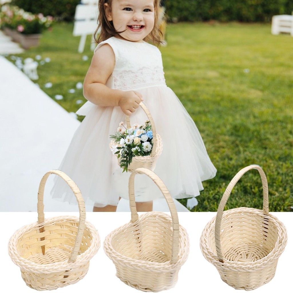 Flower Boy Basket Wedding Rattan Basket Small Empty Flower Baskets ...