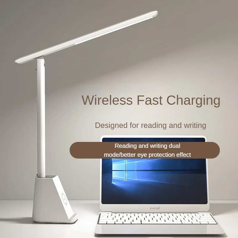 15W Wireless Quick-Charging Desk Light Eye-Protecting LED Folding Plug ...