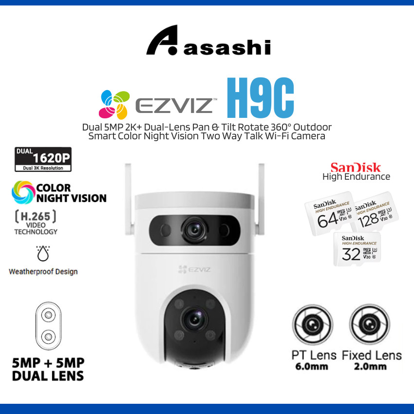 Ezviz H9C Dual 5MP 2K+ Dual-Lens Pan & Tilt Rotate 360° Outdoor Smart ...