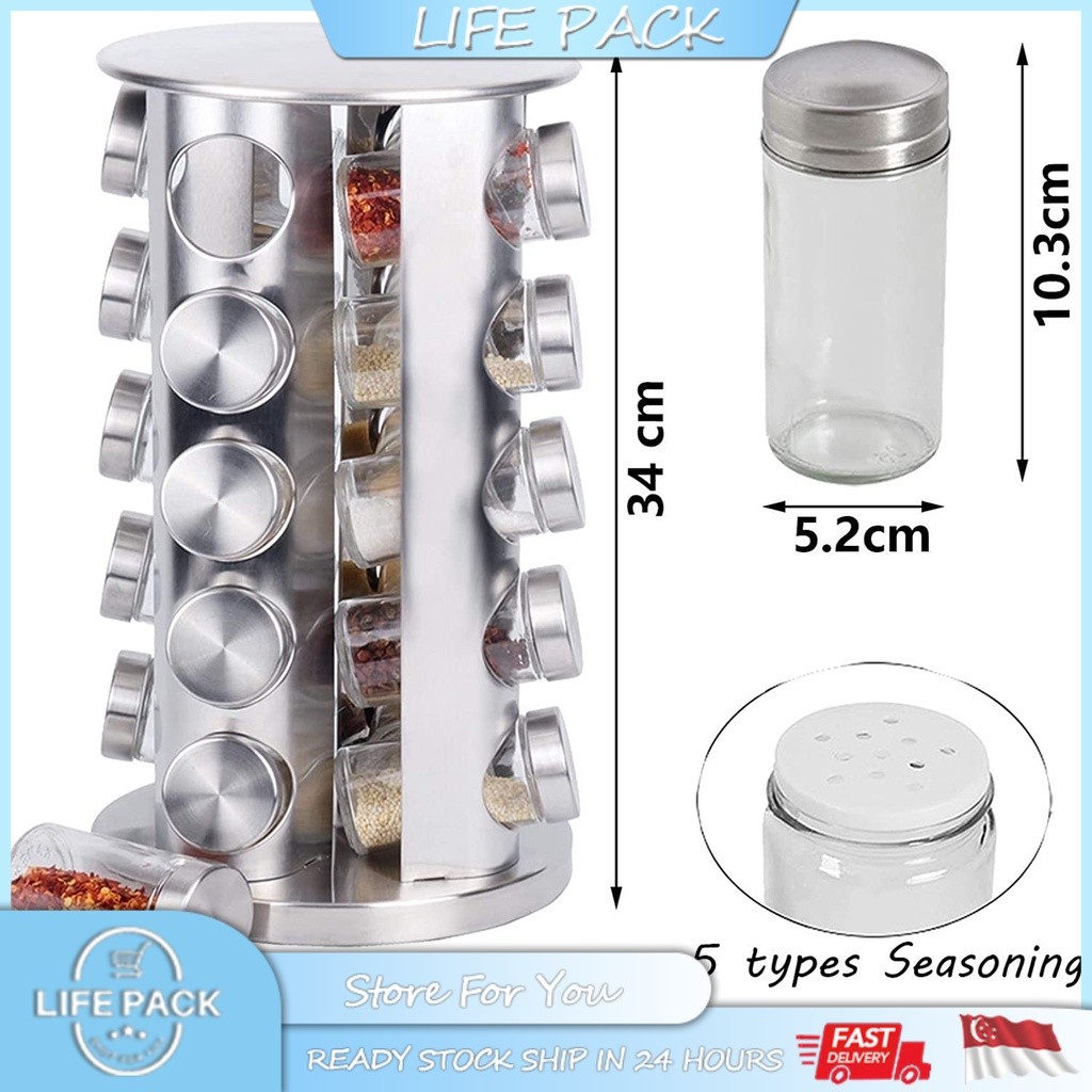 360°Rotatable Spice Rack 430 Food Grade Stainless Steel Household ...