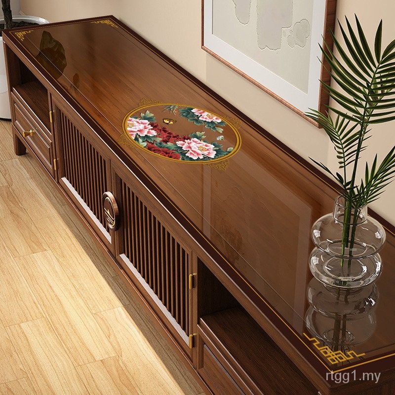 Gaya Cina baru pvc tikar meja almari televisyen cetakan bunga kaca ...