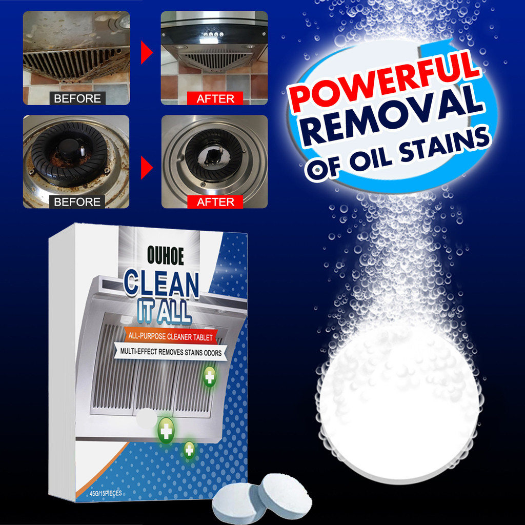 OUHOE Kitchen Oil Cleaning Effervescent Tablets Household Kitchen Range ...