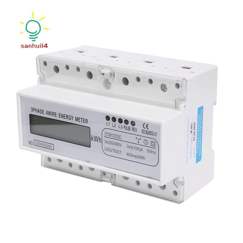 Three Phases 4 Wire Digital Power Meter Electric Electricity Meter DIN Rail Mount 220/380V 5 ...