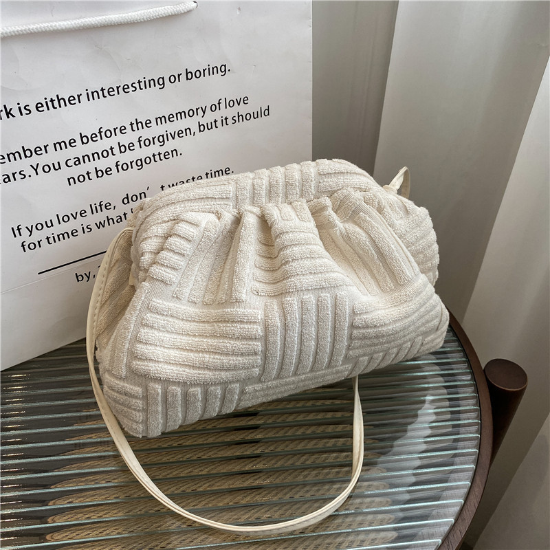 Simple Design Bag Female Bag Fashion ins Terry Cloth Messenger Bag ...