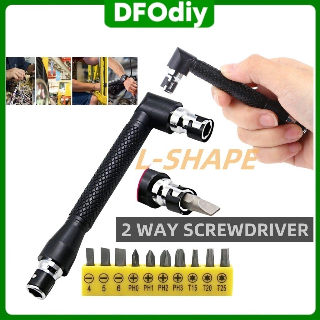 DFOdiy L-Shape Screwdriver Bit Two Way 1/4 Inch Hex Socket Torque ...