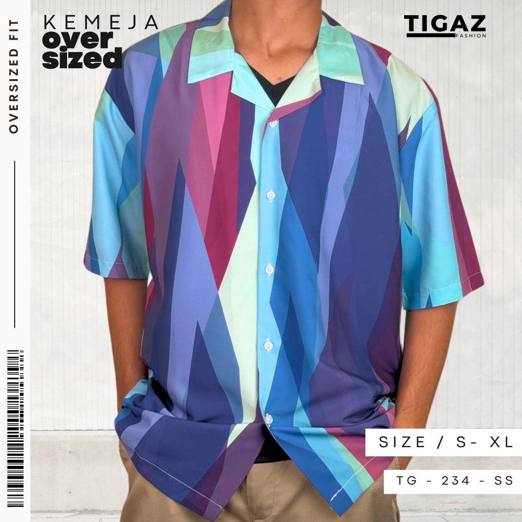 Tigaz OVERSIZED LENGAN PENDEK Shirt Material Ice Silk S - XL Modern ...