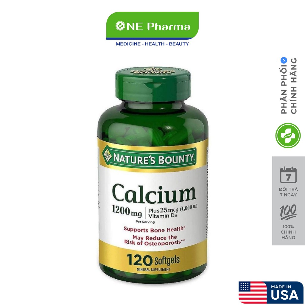 Calcium 1200mg Plus 25mcg Vitamin D3 Nature's Bounty 120 tablets ...