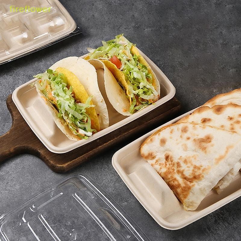 [fireflowerM] 50pcs Disposable Taco Boxes, Premium Paper Taco Plates ...