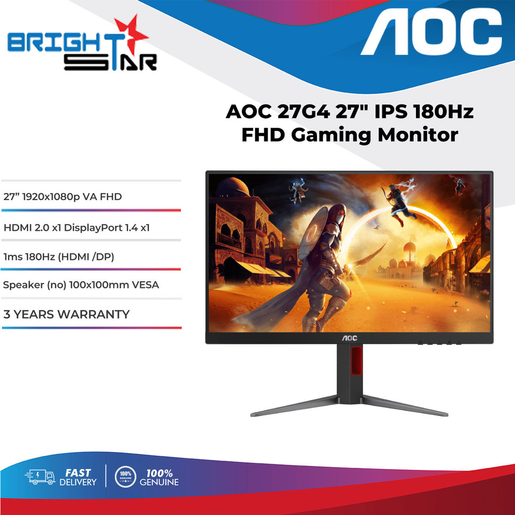 AOC 27G4 27" FHD 180Hz IPS Gaming Monitor | Shopee Malaysia