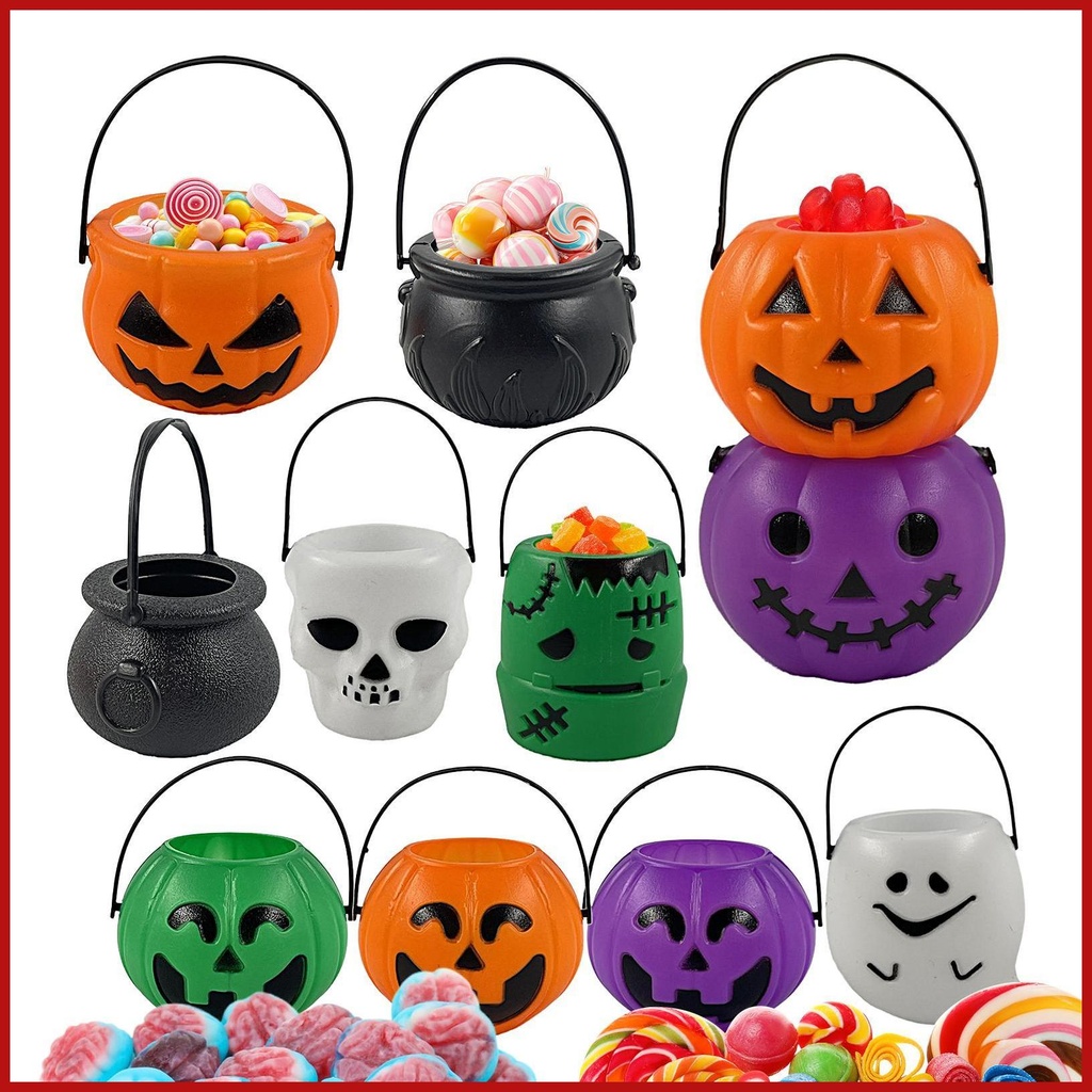 Halloween Treat Buckets Pumpkin Ghost Goodie Bucket 11 Pieces Candy ...