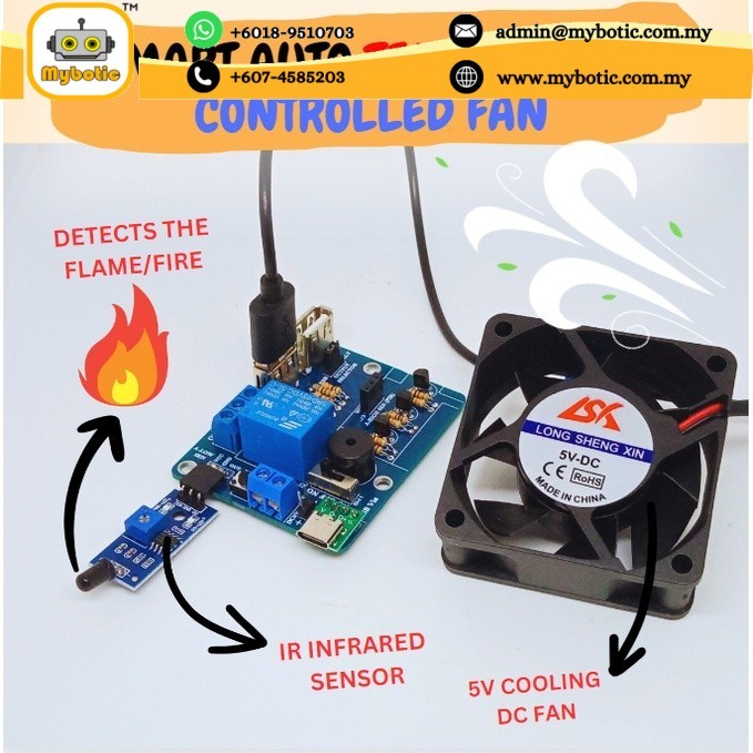 SMART AUTO TEMPERATURE CONTROLLED FAN WITH MB-54 MULTI-SENSOR KIT V2 | Shopee Malaysia