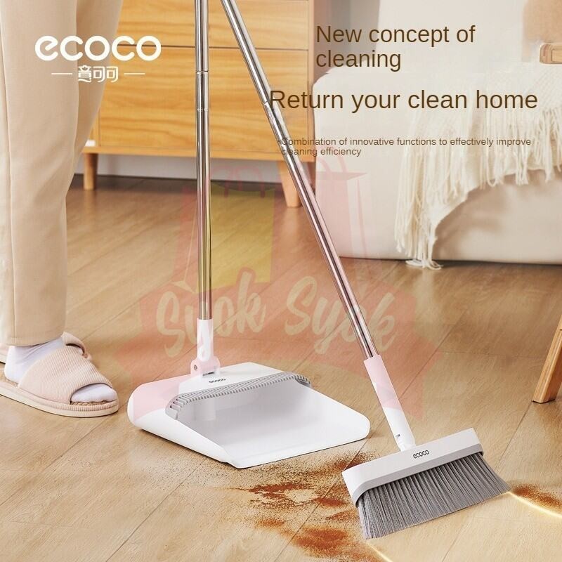 SyokSyok ECOCO 2 in 1 Fordable Sweeper Broom Dustpan Set Broom Set Penyapu & Penyodok Set Floor ...