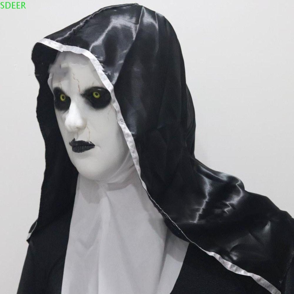 SDEER Horror Nun Latex Mask, Bloody Ghost Face Halloween Nun Mask ...