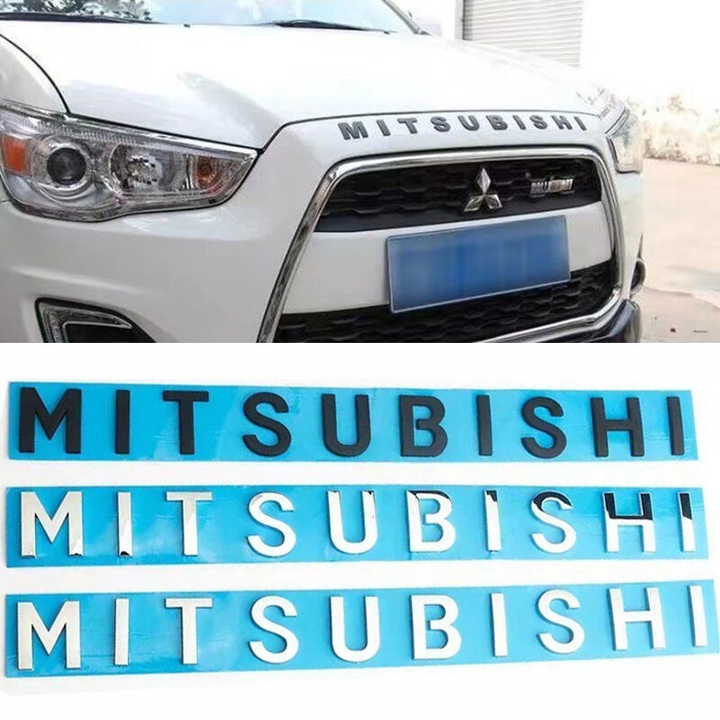 ABS 3D Mitsubishi Letters Car Front Rear Trunk Stickers Emblem Badge ...