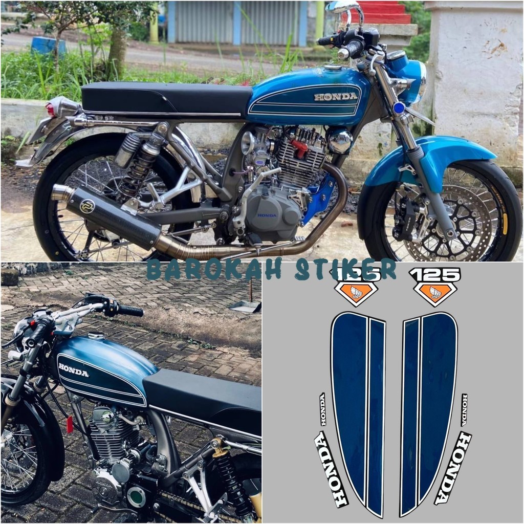 Old School Honda CB 125 CB125 Sticker Striping Dark Blue Navy Fullset ...
