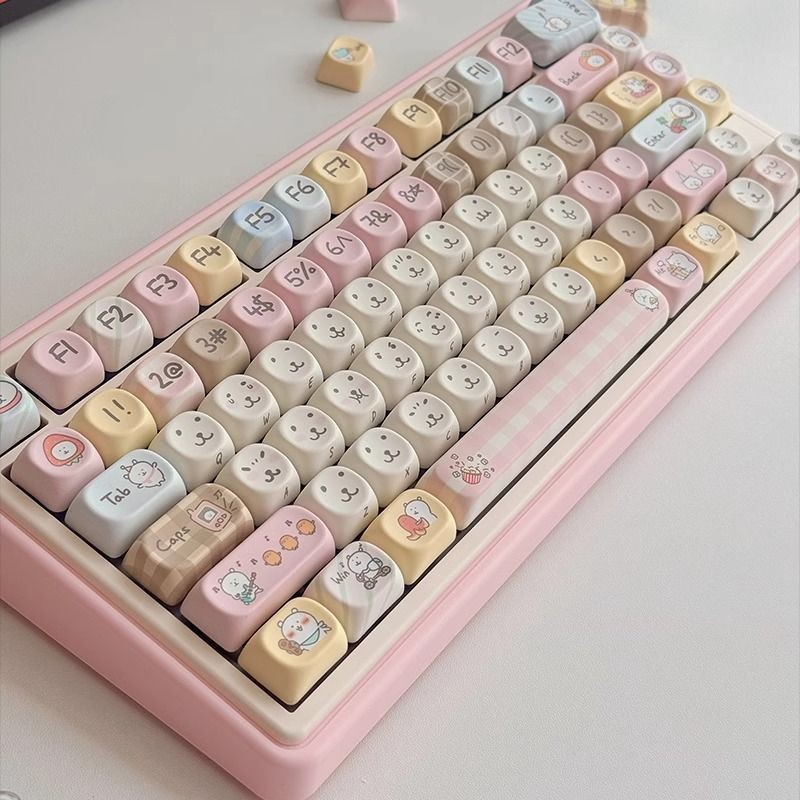 Human Bear Self-Laughing Bear Cute MOA Pink Sublimation Keycap Cute ...