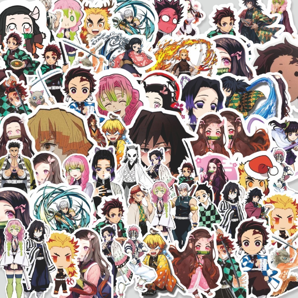Cutting Pack Pack Stickers 100Pcs Demon Slayer (Kimetsu no Yaiba) Anime ...