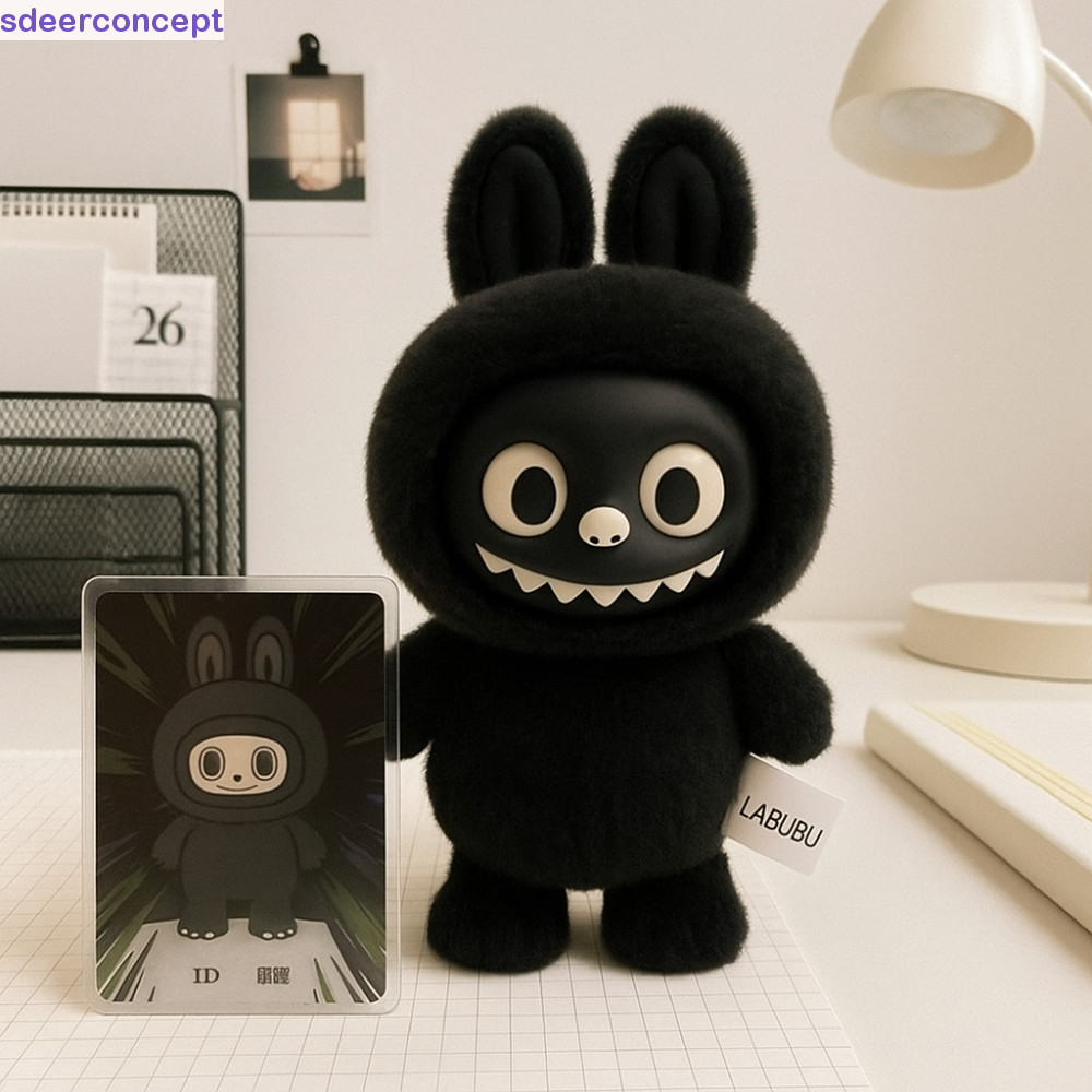 SDEERCONCEPT Labubu Plush Figure, Black Adorable Labubu Plush Doll ...