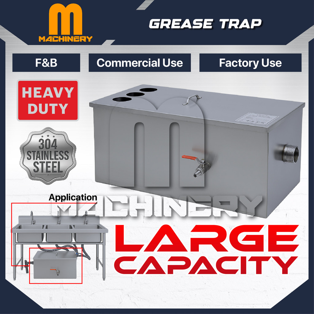 M.Machinery Grease Trap Stainless Steel for Sink Kitchen Oil Water ...
