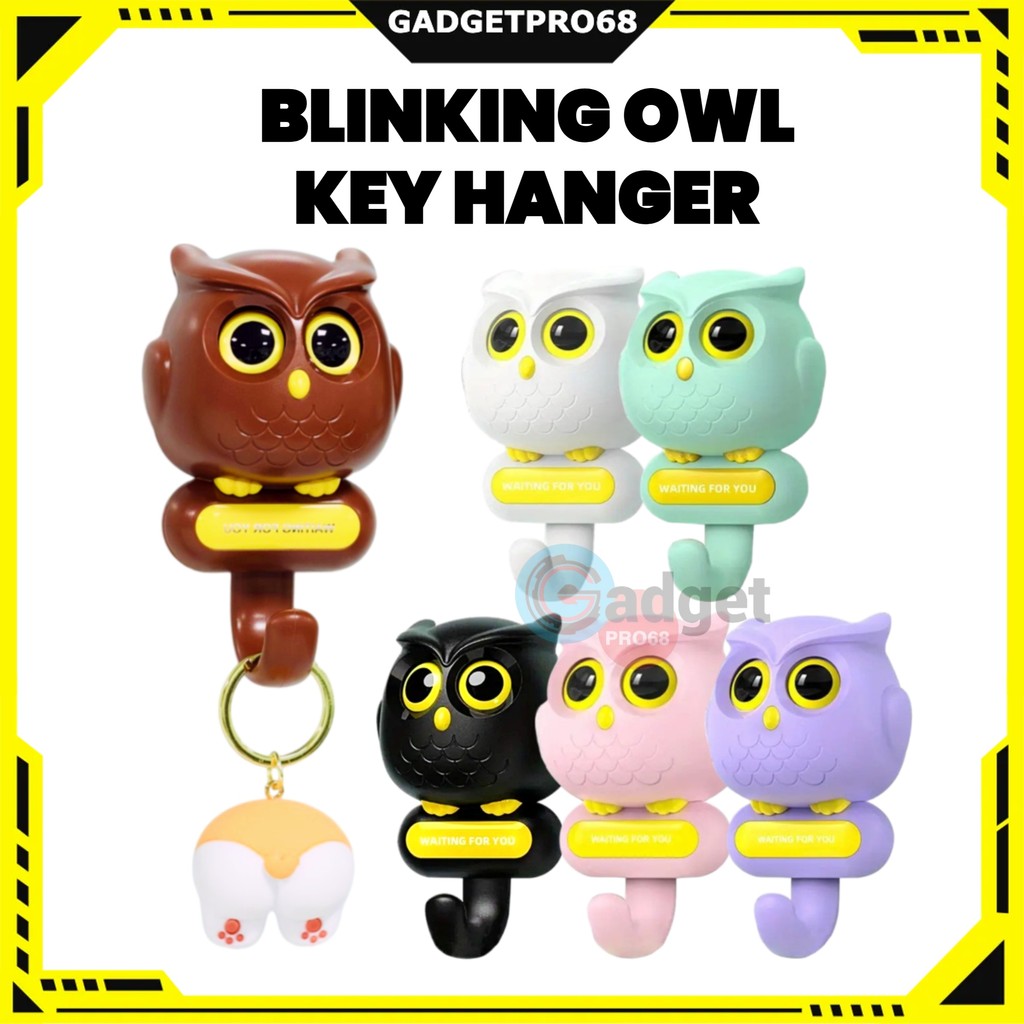Gantungan Kunci Burung Hantu Comel Mata Berkelip Tanpa Tebuk Blinking ...