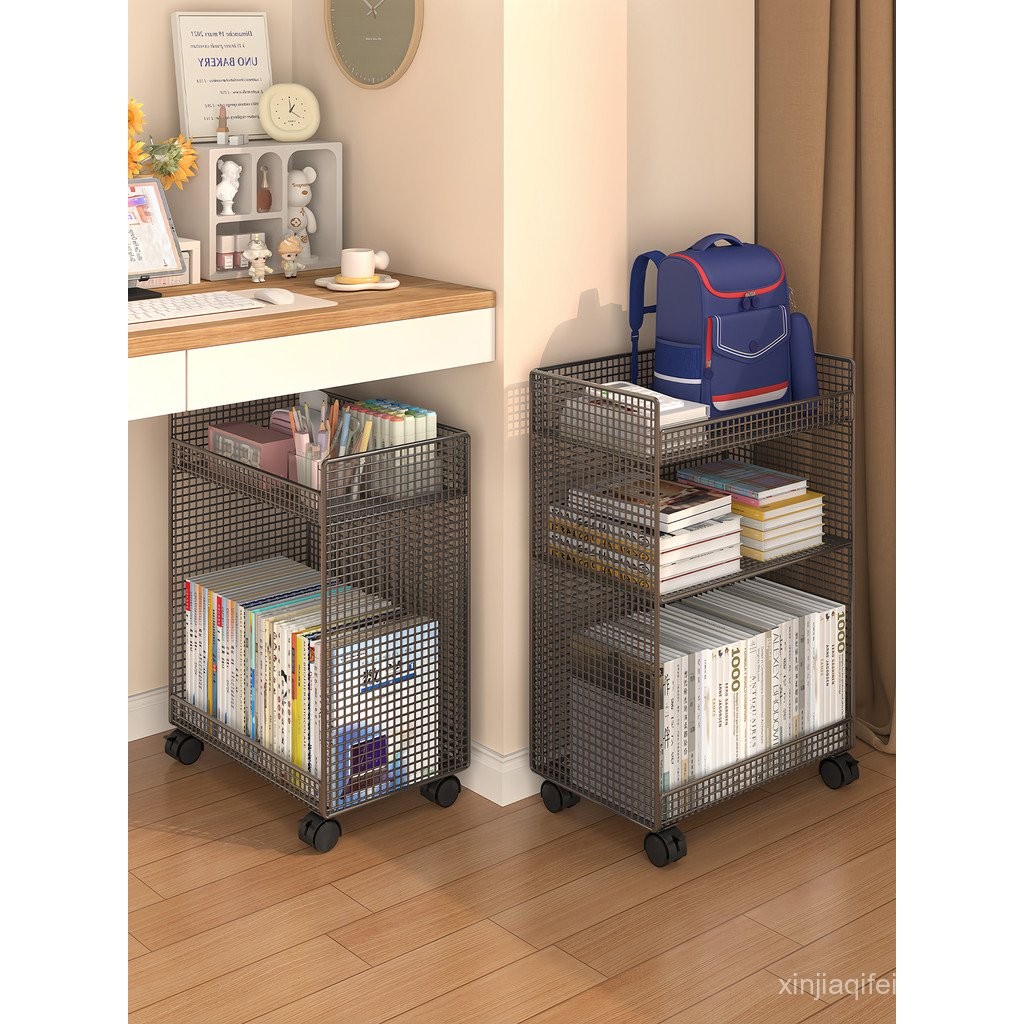 Under Desk Shelf Floor-standing Desk Movable Trolley Office Student ...