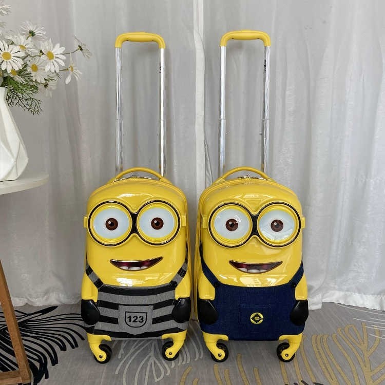 Luggage Yellow minion hand carry luggage bag 18inch Ultra-Light Silent ...