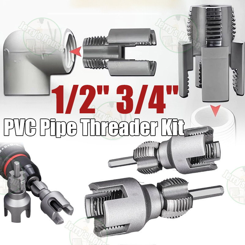 1/2" 3/4" Electric Drill Compatible PVC Pipe Threader Kit Water Pipe ...