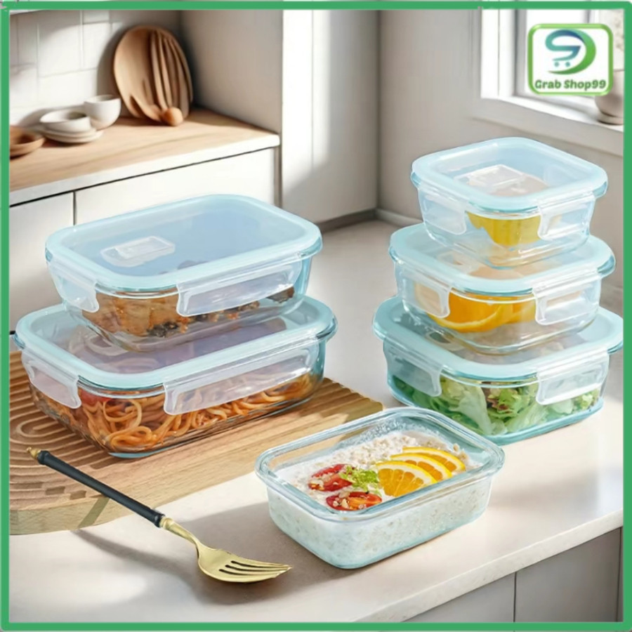 Heat Resistant Borosilicate Glass Microwave Oven Airtight Food Storage ...