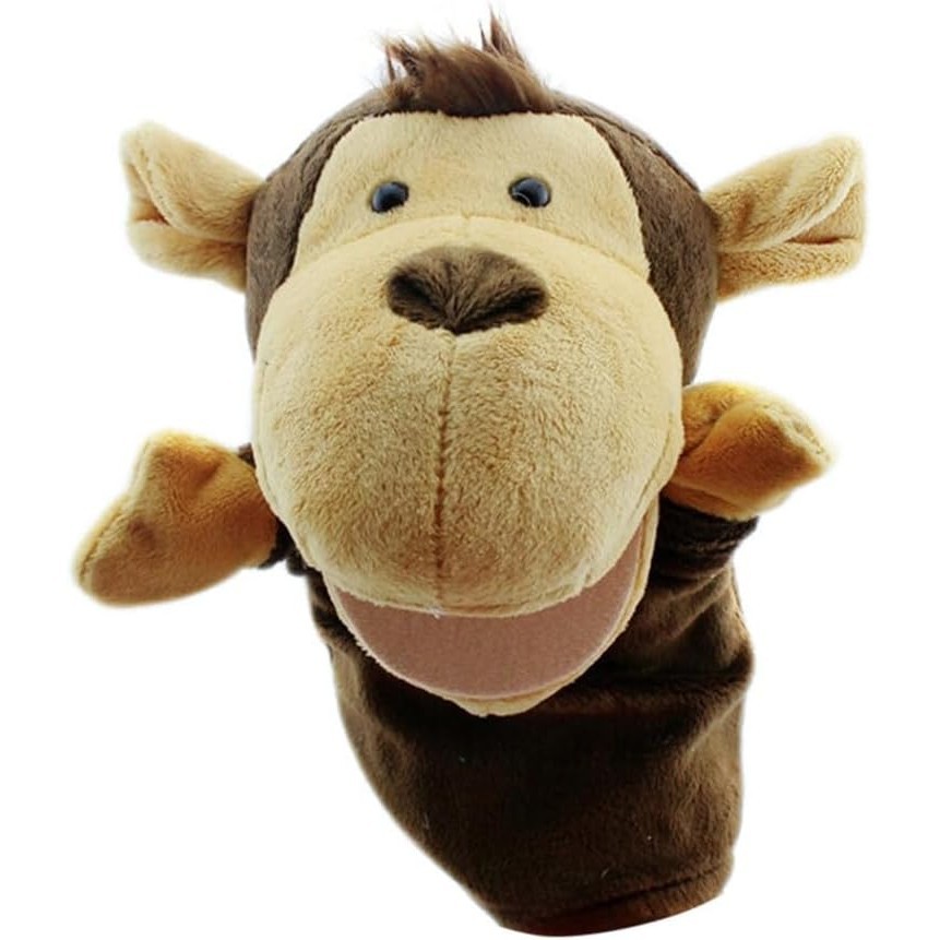 Monkey Hand Puppets with Movable Mouth Stuffed Animal Hand Puppets ...
