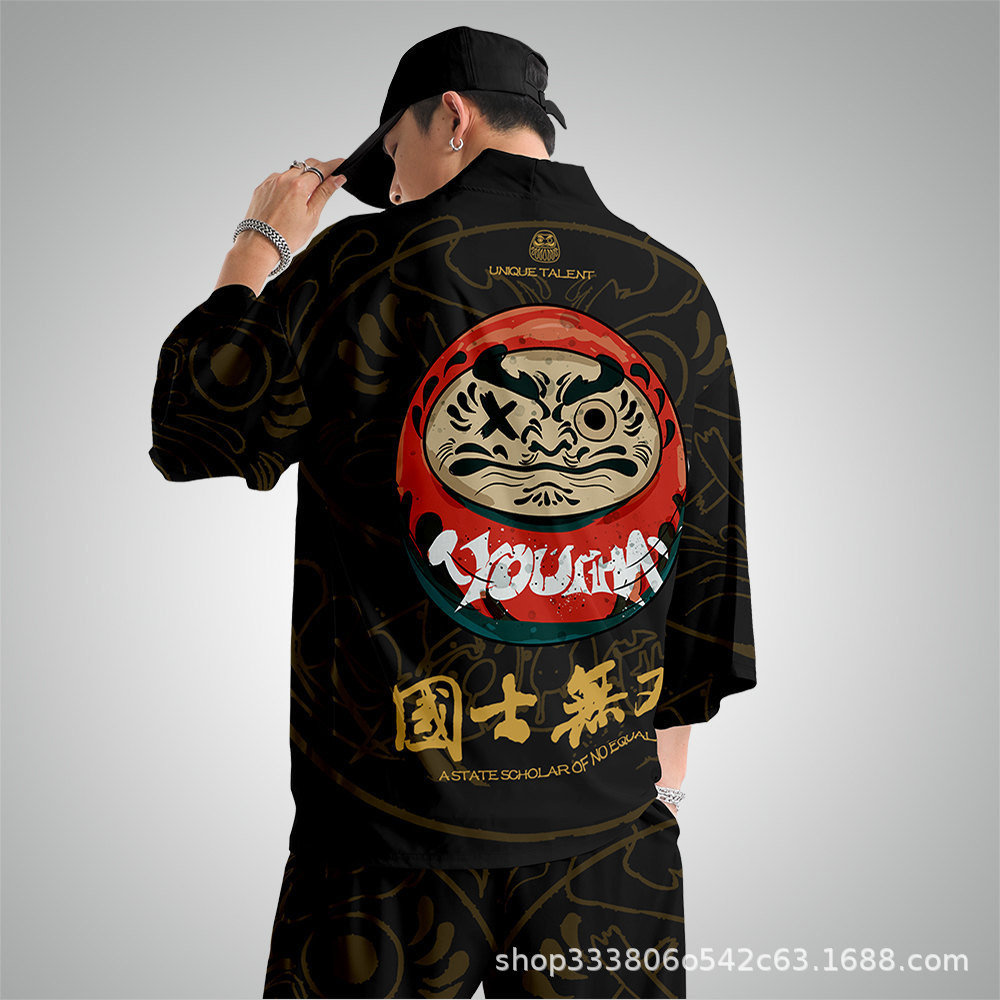 Traditional Samurai Kimono Anime Print Cosplay Haori Cardigan Summer ...