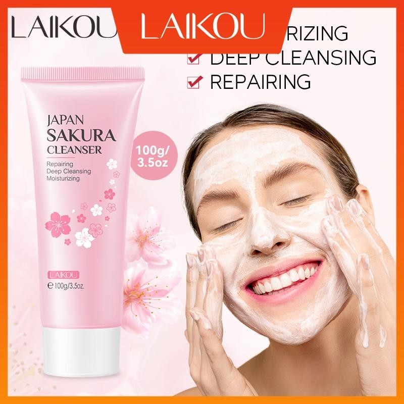 Laikou Japan Sakura Facial Cleanser Oil Control Cleansing Face Wash