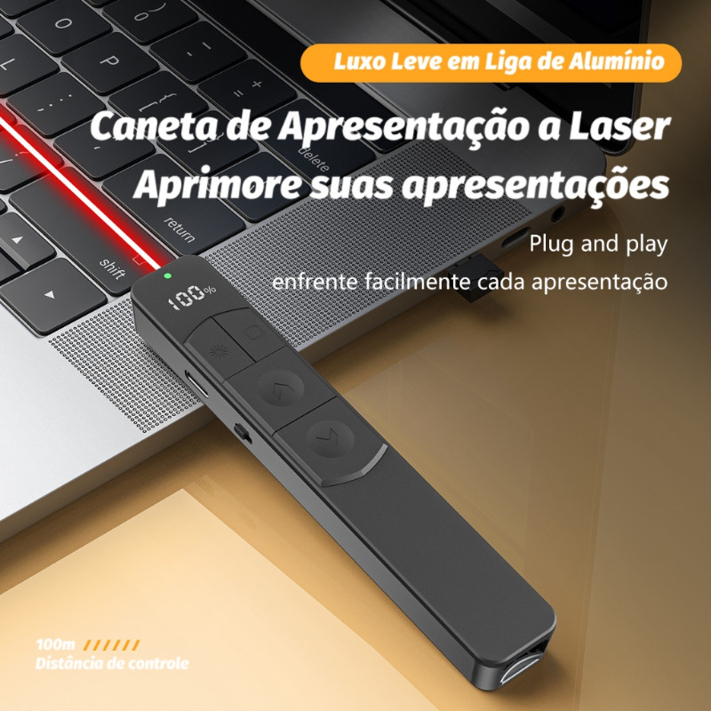 Wireless Presenter Remote Control Laser Pointer, Red Light Pen, USB ...