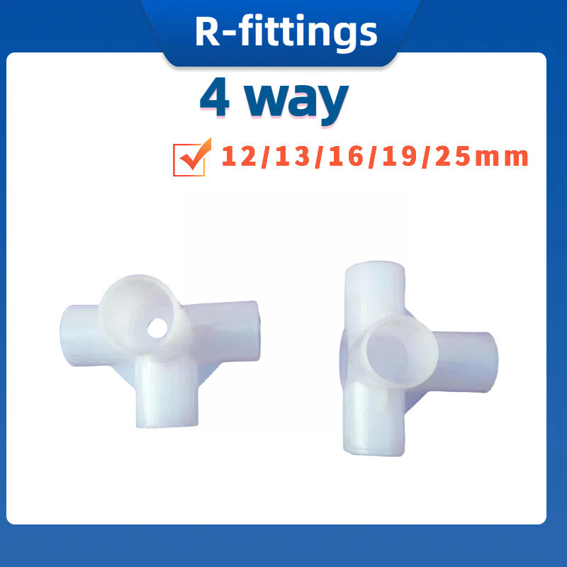 Plastic Inner 12 13 16 25mm pipe connector 4 way joint Cloth Closet ...