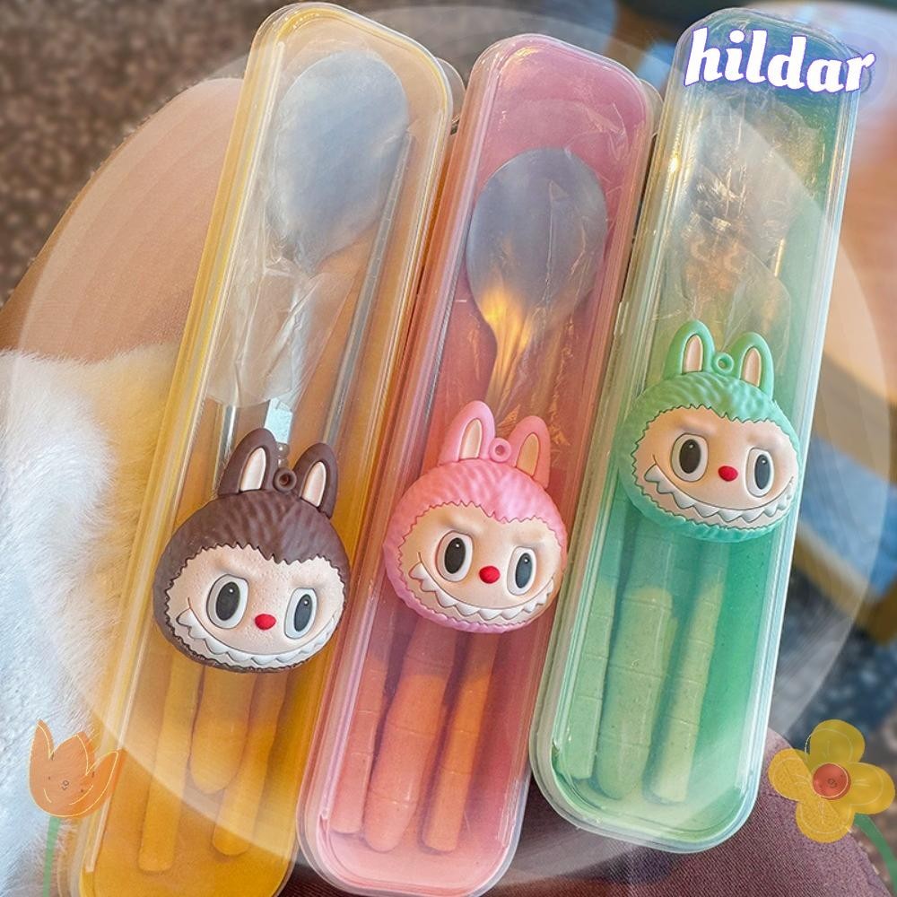 HILDAR Labubu Cutlery Set, Simplicity Cartoon Labubu Stainless Steel ...