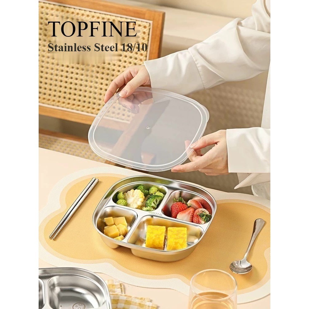 READY STOCK TOPFINE SUS304 Food Containers Tray 3 or 4 Compartments ...