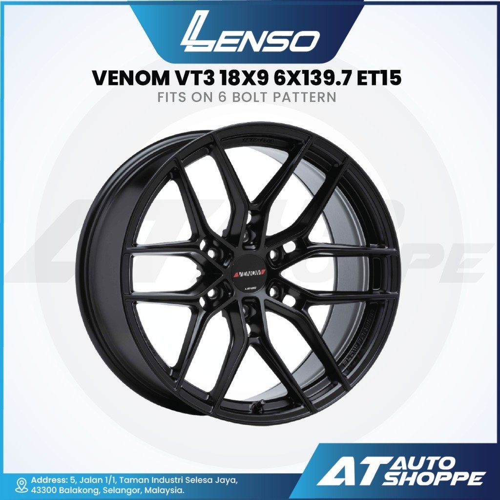 Lenso Venom VT3 - Matte Black 18x9 ET15 6x139.7 (1 Piece) | Shopee Malaysia