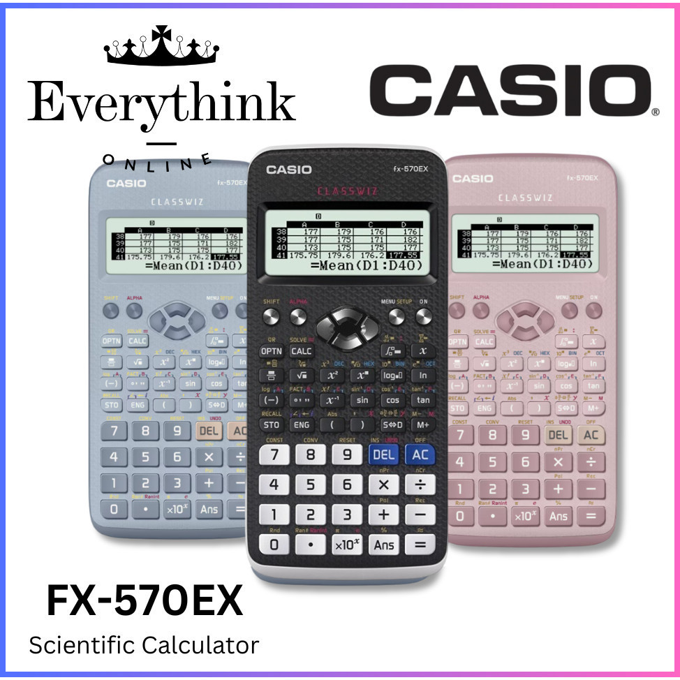 CASIO FX-570EX CLASSWIZ STANDARD SCIENTIFIC CALCULATOR WITH 10+2 DIGITS, 552 FUNCTIONS - BLACK ...