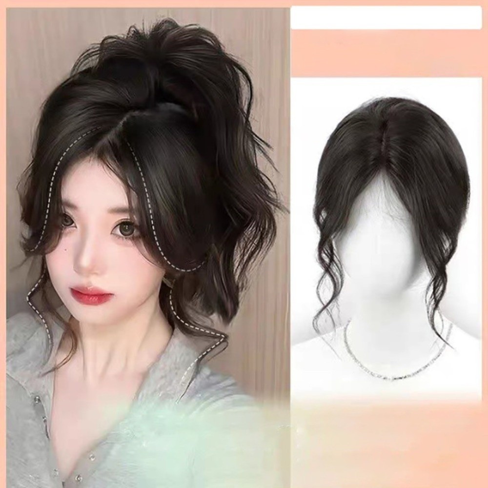 Women Lazy Style Curly Middle Parted Bangs Wig Natural Invisible Fake ...
