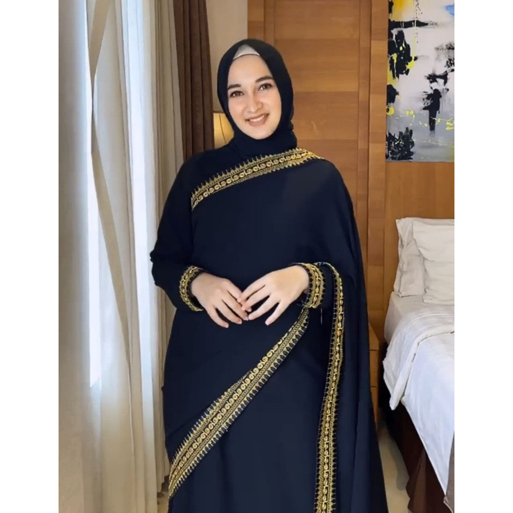 HITAM Indian Sari Gamis Embroidered Combination of Premium Ceruty ...