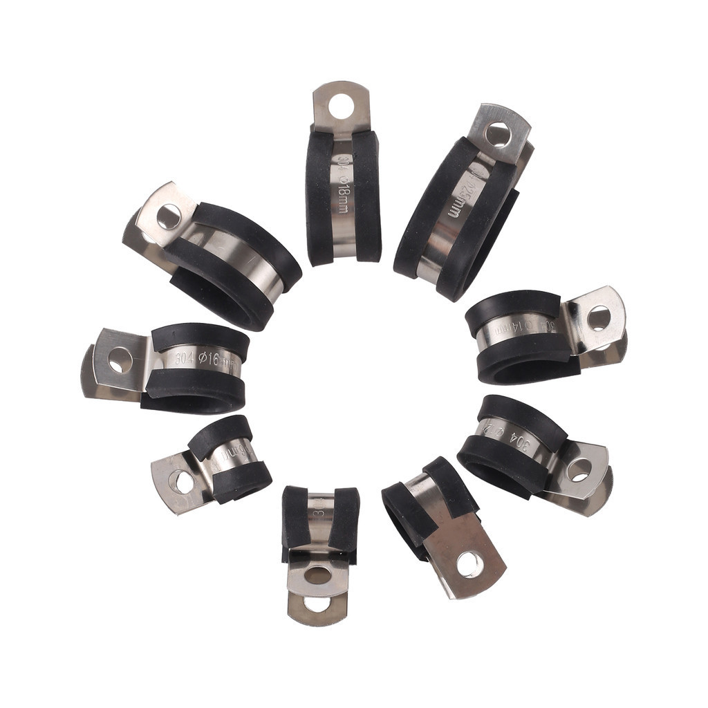 Rubber Lined Clips R-type Wiring Hose Clamp Cable Mounting Fix Fastener ...