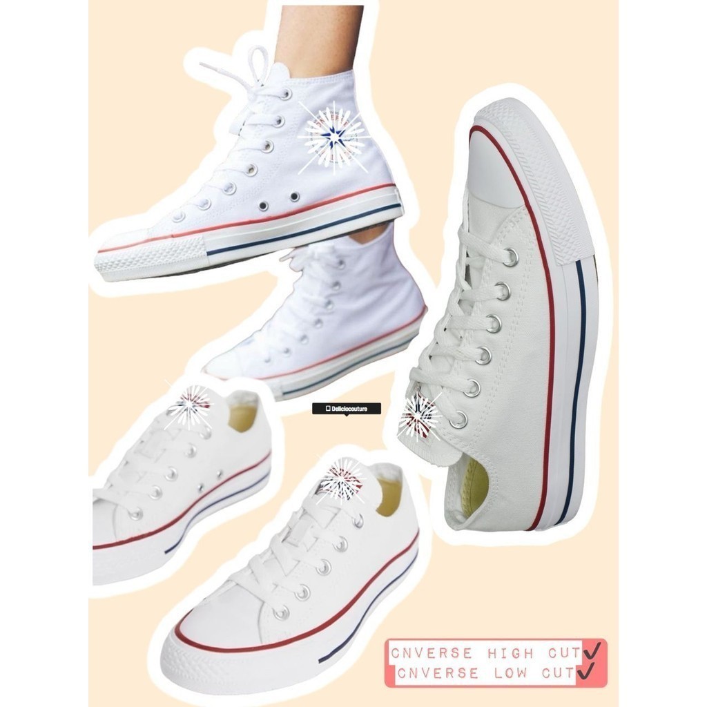 KASUT CNVERSE HIGH CUT DAN LOW CUT ALL WHITE AL*STAR UNISEX kasut ...