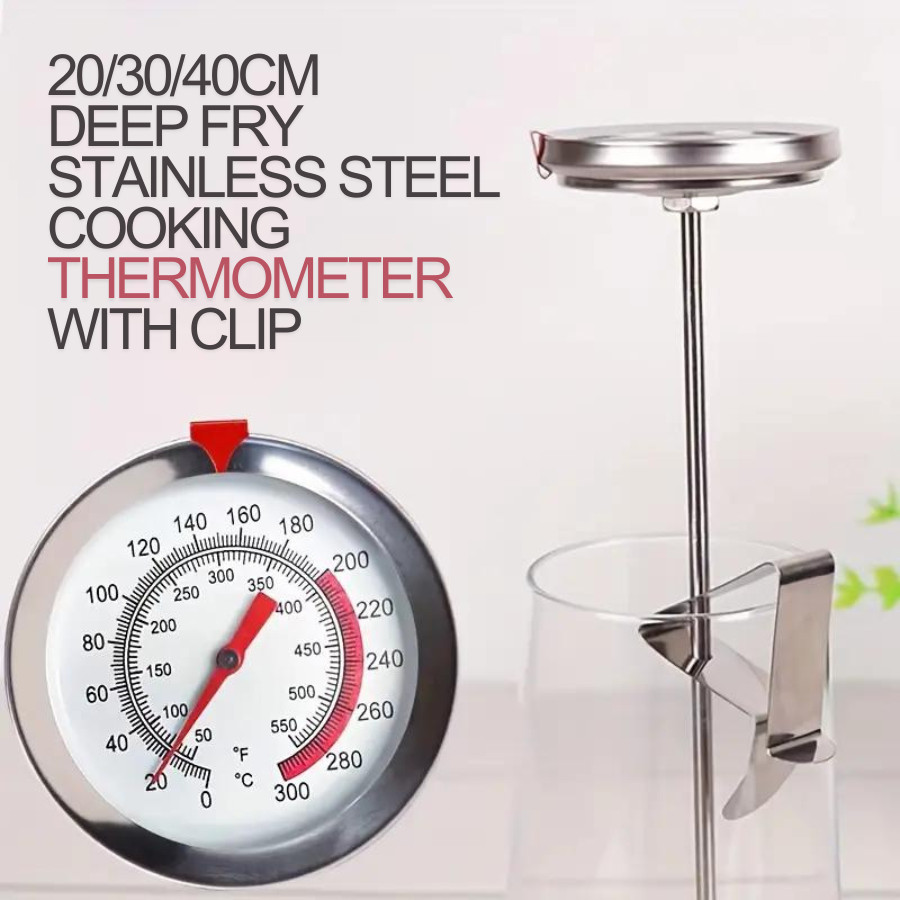 0-300°C Deep Fry Stainless Steel Cooking Thermometer with Clip Instant ...