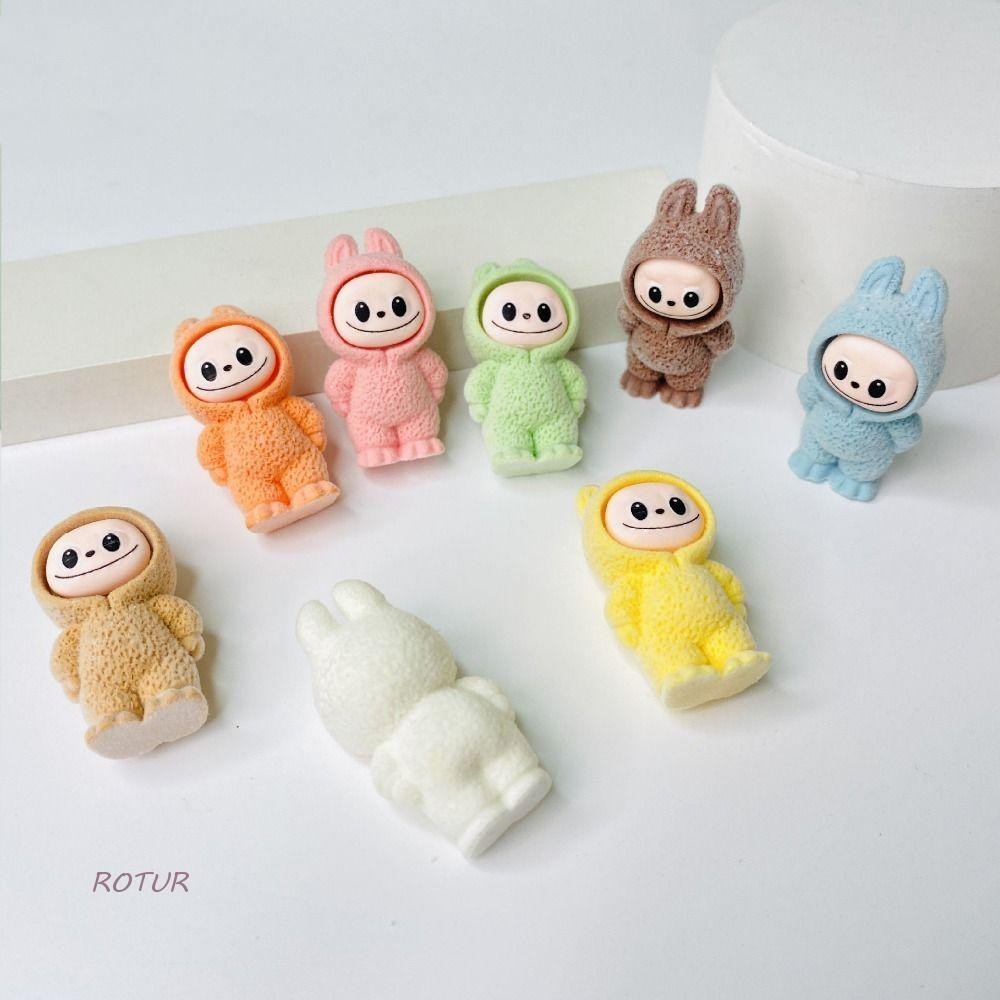 ROTUR Cartoon Flocking Labubu Toy, Mini Cartoon Flocking Labubu Dolls ...