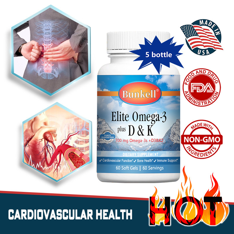 Elite Omega-3 Plus D & K, 700 Mg Omega-3 + D3 & K2, Bone Health ...