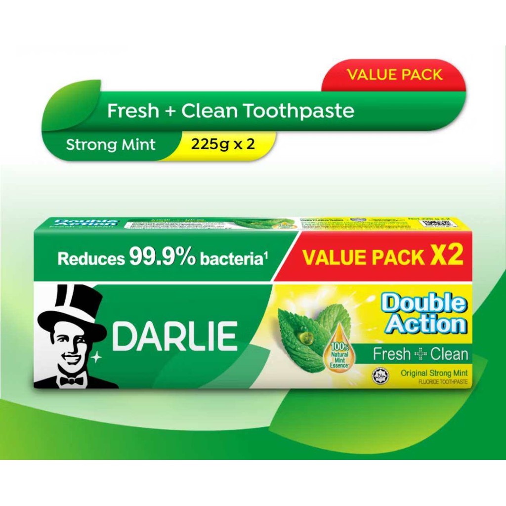 DARLIE Double Action Fresh + Clean Strong Mint Toothpaste 225gx2 (Value ...