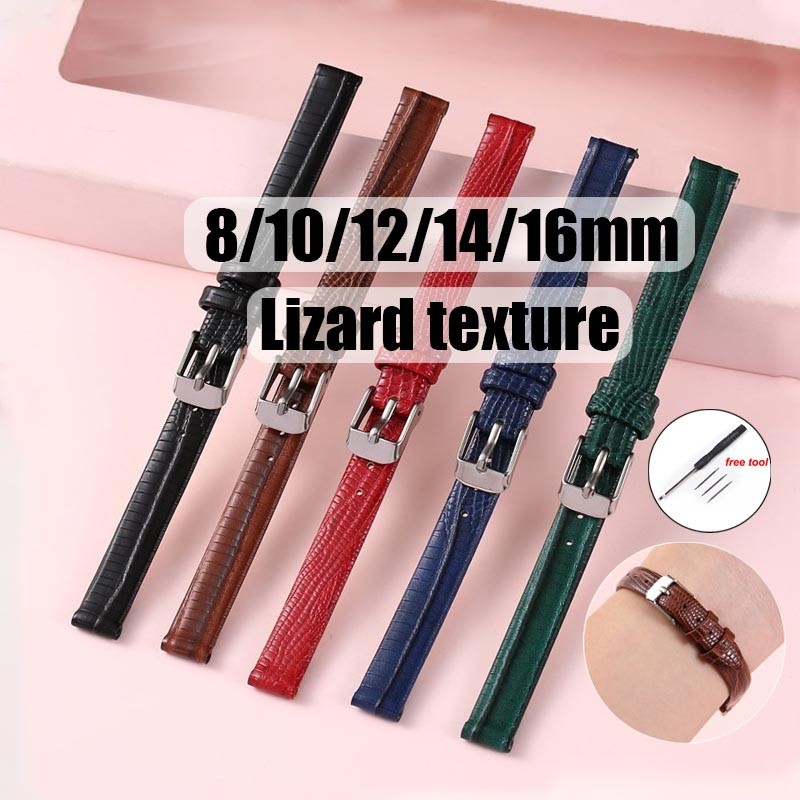 Genuine Leather Watch Strap 8mm 10mm 12mm 14mm 16mm Soft Waterproof Bracelet Universal Ultrathin ...